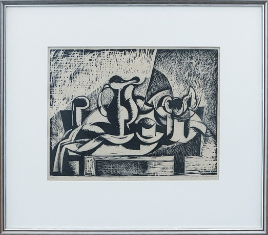 JÖRGEN LINDGREN. Still life, woodcut, signed and numbered 1/25. Art ...