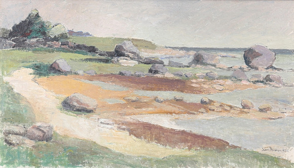 SVEN PERSSON. "Coast strip Långlöt". Oil on Board, signed and dated 62 ...