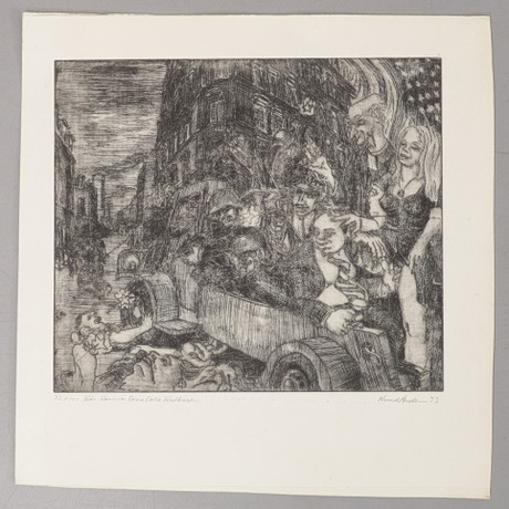 KNUD ANDERSEN. "Here Comes the Coca Cola Culture", etching, signed and ...