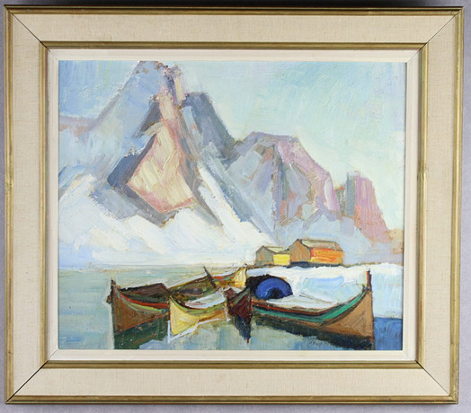 KNUT NORMAN. Olja på pannå, "Lofoten", signerad. Konst - Måleri - Auctionet
