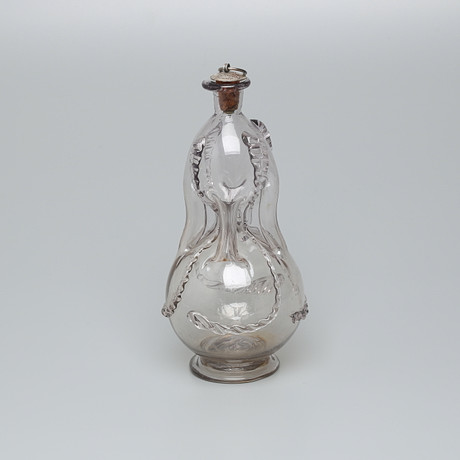FLASKA, s.k. kluckflaska, lätt violettglasmassa, 1700/1800-tal. Glas ...