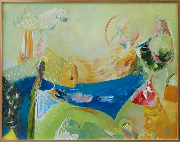 GREDI ASSA. Komposition, olja på duk, signerad. Konst - Måleri - Auctionet