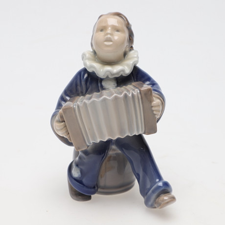 ADA BONFILS. figurine, boy with accordion, porcelain, Royal Copenhagen ...