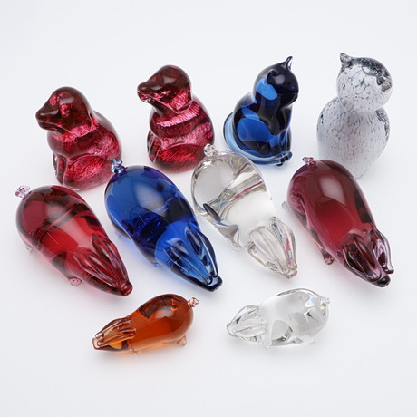 A GROUP OF TEN WEDGWOOD GLASS ANIMAL PAPERWEIGHTS. Glass - Art glass ...