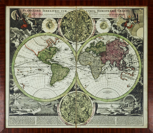 JOHANN BAPTIST HOMANN. World map., "Planiglobii terrestris cum utroq ...