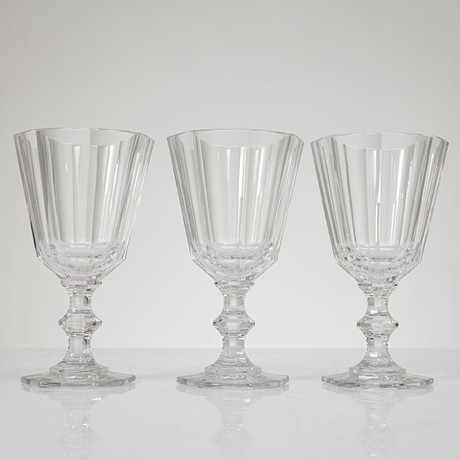 VILLEROY & BOCH. vinglas, 14 st, åttakantig form, klarglas, 1900-talets ...