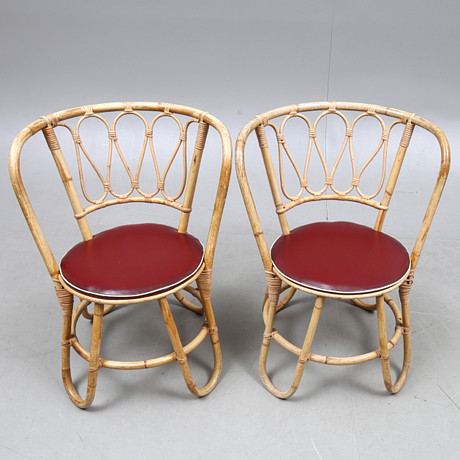 STOLAR, 1 par, rotting med sitsar med galonklädsel, 1950-/1960-tal ...