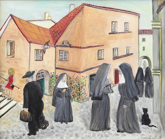 INGA LINDH. The nuns, oil on canvas, signed and dated -91. Art ...