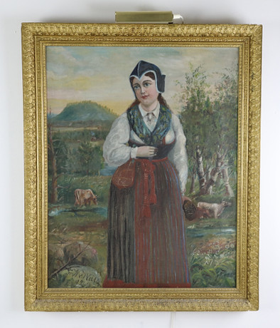 FREDRIK WINBLAD VON WALTER. Oil on canvas, Girl in folk costume. Signed ...