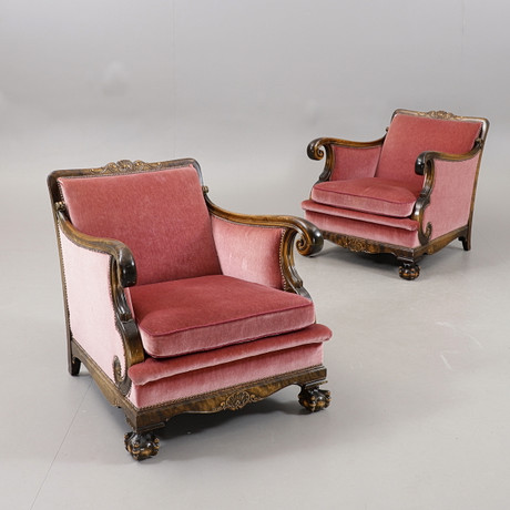 FÅTÖLJER, ett par, Chippendale, 1930/40-tal. Möbler - Fåtöljer & Stolar ...