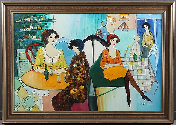 MARY VARLEY. Restaurant scene with ladies, oil on canvas, signed. Art ...