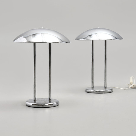 BORDSLAMPOR, ett par, förnicklad metall, Art Deco-stil. IKEA, 1980/90 ...