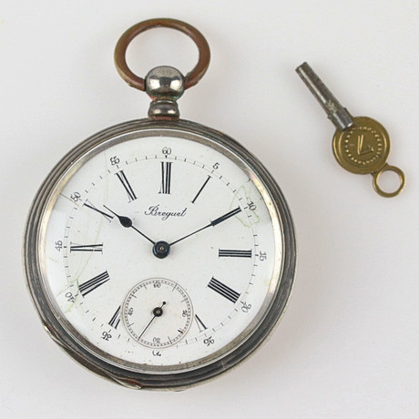 POCKET WATCH, case silver 800, inside copper, Ancre Spiral Breguet ...