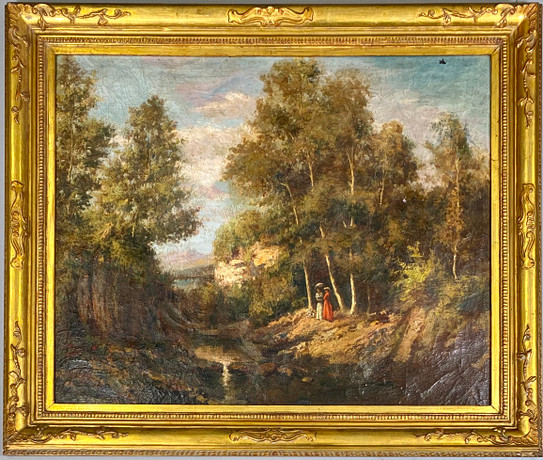 JOSEPH LANGSDALE PICKERING (1845-1912). LANDSCAPE WITH FIGURES. OIL ON ...