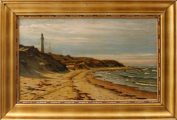 CHRISTIAN BLACHE. Coastal scene from Hirtshals with lighthouse in the ...
