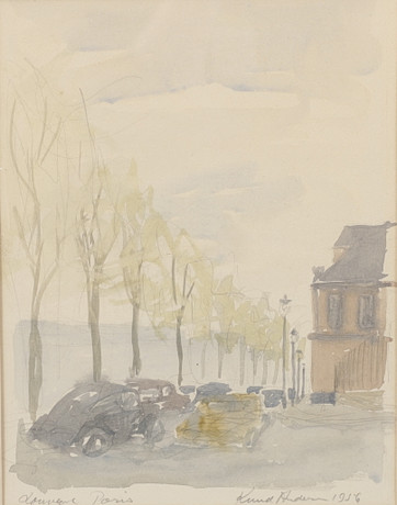 KNUD ANDERSEN. "Louvren, Paris", akvarell, signerad och daterad 1956 ...