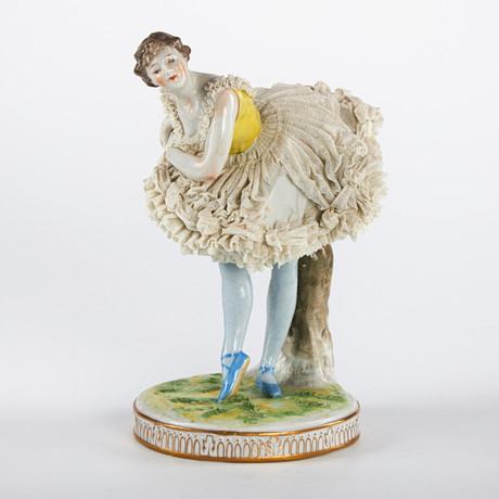 FIGURINE, ballet dancer, porcelain, probably Volkstedt, Germany early ...