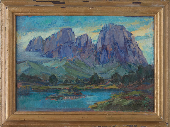 GUDMUNDUR EINARSSON ( ISLAND 1895-1963). Isländsktlandskap, olja på ...