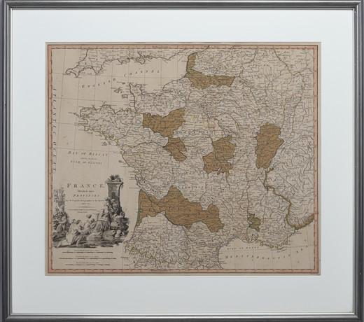 MAP "France divided into Provinces" by W. Faden, London 1790. Books ...