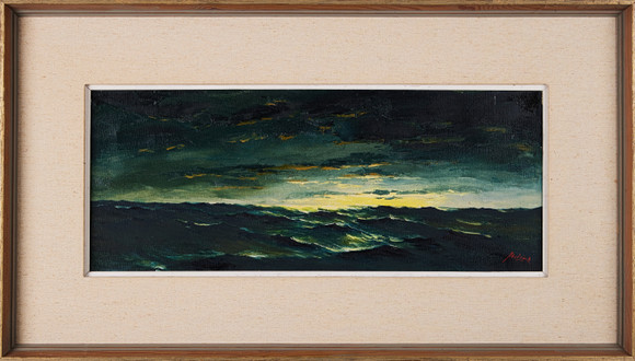 AXEL LIND. Himmel möter hav, olja på duk, signerad Axel Lind. Konst ...