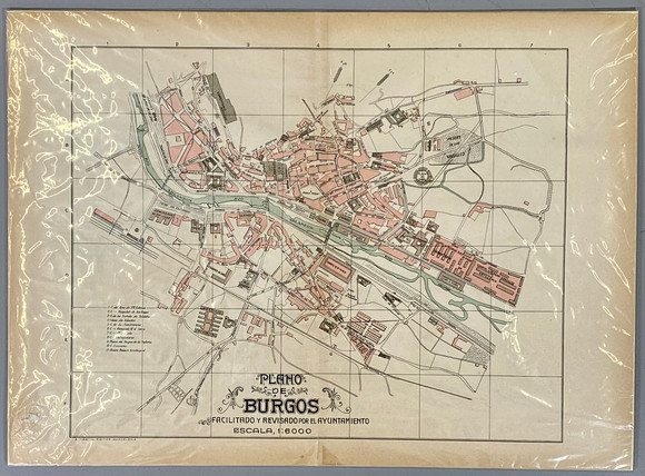 PLAN OF BURGOS. CHOROGRAPHIC LETTER ON PAPER. FIRST THIRD XX CENTURY ...