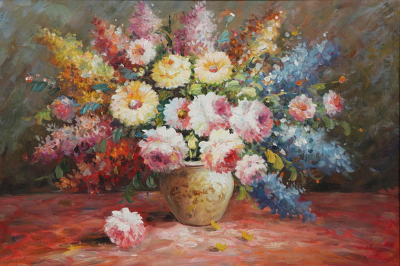 WALTER ADAMS. Oil on canvas, floral still life, signed. Art - Paintings ...