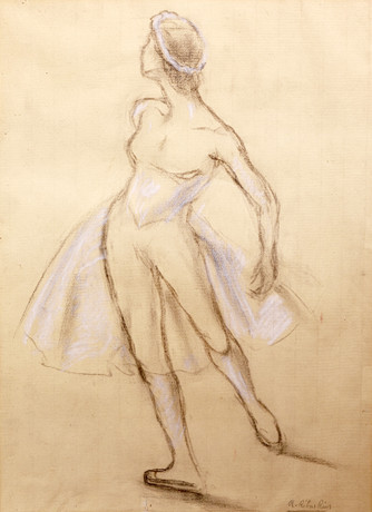 RAMON RIBAS RIUS. BAILARINA DE BALLET. TÉCNICA MIXTA SOBRE PAPEL. Arte - Dibujo - Auctionet