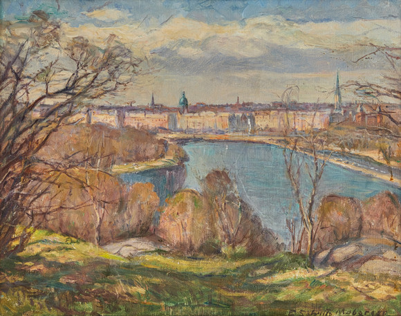 ELSA SCHULTZ-MOBERGER (SVERIGE, 1879–1978). Stockholm motif, oil on ...