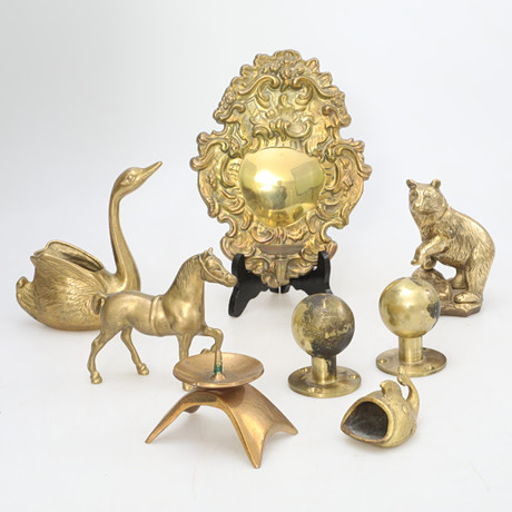 UTENSILS & FIGURES, brass, ore, 8 parts. Silver & Metals - Pewter ...