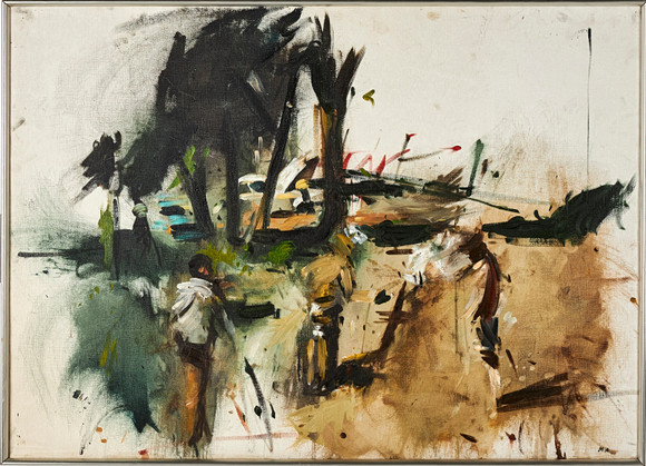 MATS AHLGREN. Abstrakt scen, olja på duk, monogramsignerad. Konst - Måleri - Auctionet