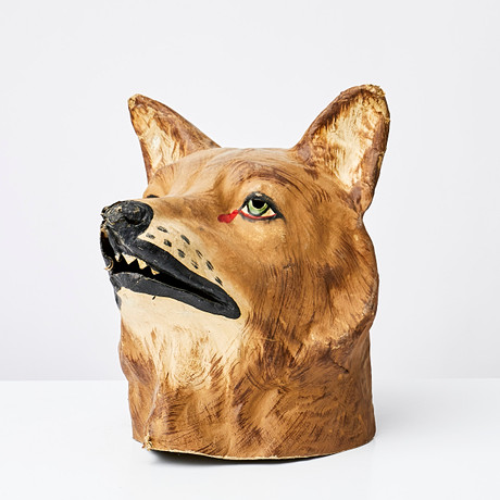 MASK, mid-20th century, papier mache, depicting a dog, painted ...