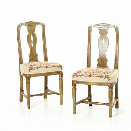 CHAIRS, a pair, painted, 18th century, transition, Rococo-Gustavian ...