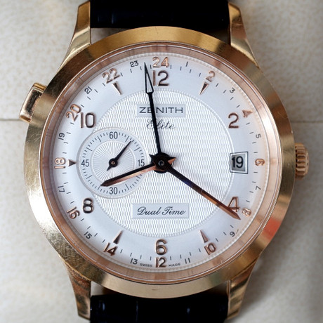 ARMBANDSUR, Zenith Class Elite, Dual Time, 18k guld, med cert och ...