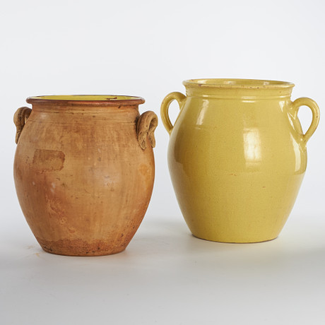 GRYDER, 2 stk. inkl. Gefle Porslinsfabrik sidst i 1800-tallet, lertøj ...