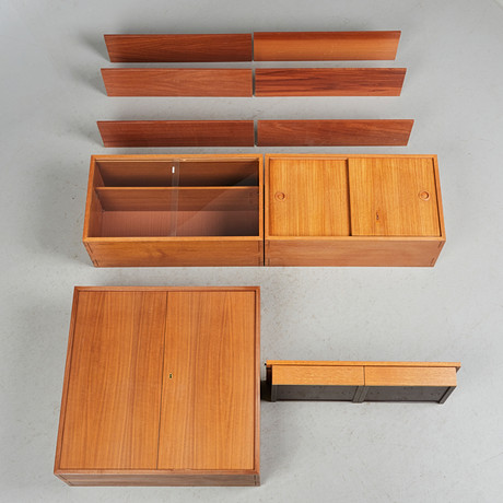 WHB, shelving system / wall shelf, walnut, teak, 1960s, Germany (10 ...