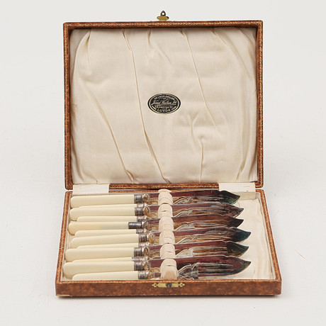 BESTICK, totalt 12 st delar, i etui, England, 1900-tal. Silver & Metall ...