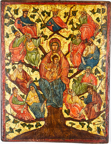 IKONE, Jesse-Wurzel und ein symbolischer Lebensbaum (mit Maria und dem ...