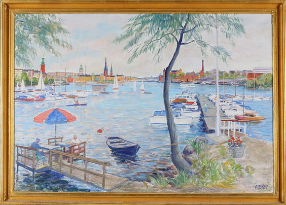 HANS ERIK ERIKSSON. Stockholmsmotiv, olja på duk, signerad. Konst - Måleri - Auctionet