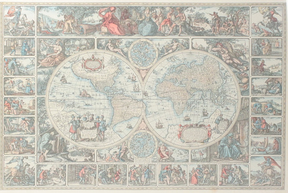 TYCHO DE BRAHE and FREDERICK DE HOUTMAN. To. 'World Map in Hemispheres ...