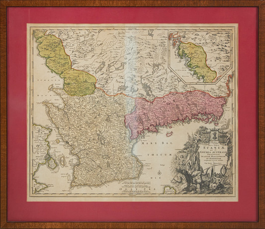 MAP, JP Homan, showing Skåne, Blekinge and Halland, cartouche with ...