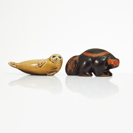 LISA LARSON. Figurines 2 pcs., seal and wolverine from the series ...
