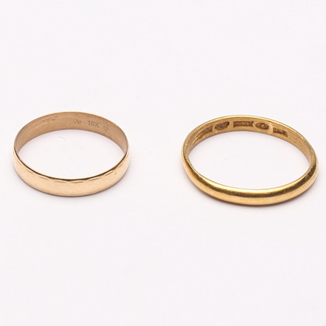 RINGS, two parts, Gold, 18-23K, weight about 6.5 grams. Jewellery ...