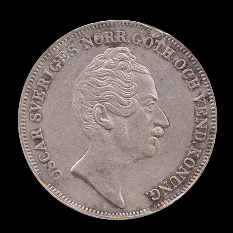 MYNT, 1 Riksdaler, silver, Oscar I, 1848. Mynt, Medaljer & Frimärken ...