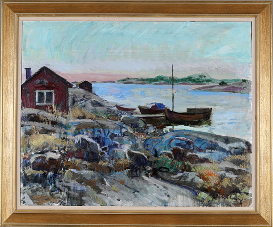 BERTIL WAHLBERG. Fishing port, oil on canvas, signed. Art - Paintings ...