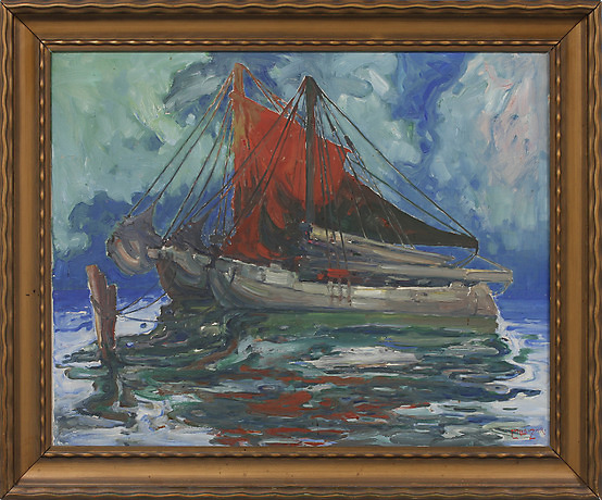 EMILE ZOIR. Sailboat, oil on canvas, signed. Art - Paintings - Auctionet