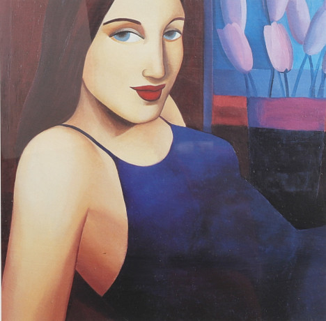 RACHEL DEACON (BRITISH, B.1969). WOMAN WITH TULIPS. Art - Engravings ...