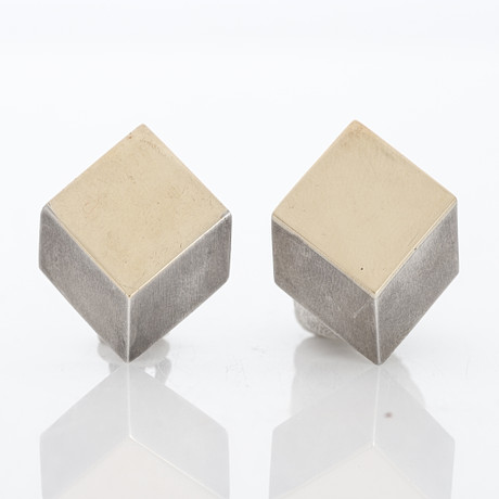 ÖRONCLIPS, Hans Hansen, silver/förgyllt silver. Smycken & Ädelstenar ...