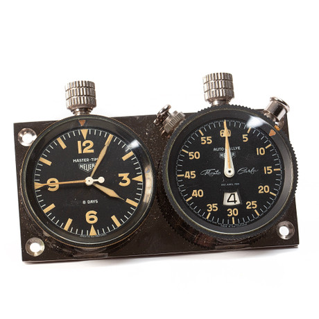 HEUER, Master-Time 8-Days and Monte-Carlo stopwatch, panel watch, steel ...