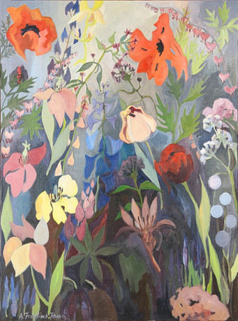 ASTRID FORSELIUS JOHNSON. Blomsterhav, olja på duk, signerad. Konst ...