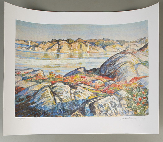 ROLAND SVENSSON. Coastal landscape, graphic sheet, signed and numbered ...